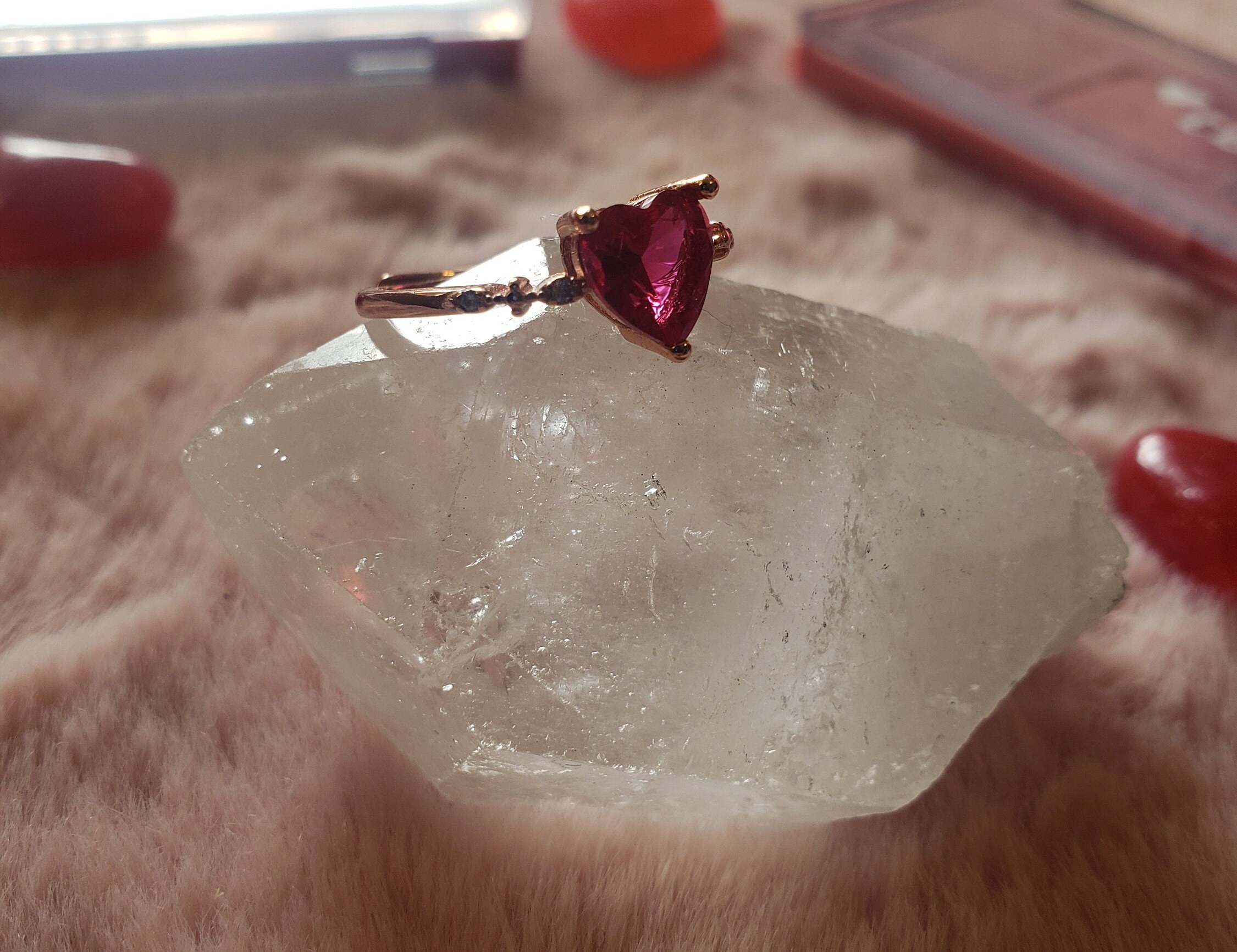 Ruby Red Heart Ring | Etsy