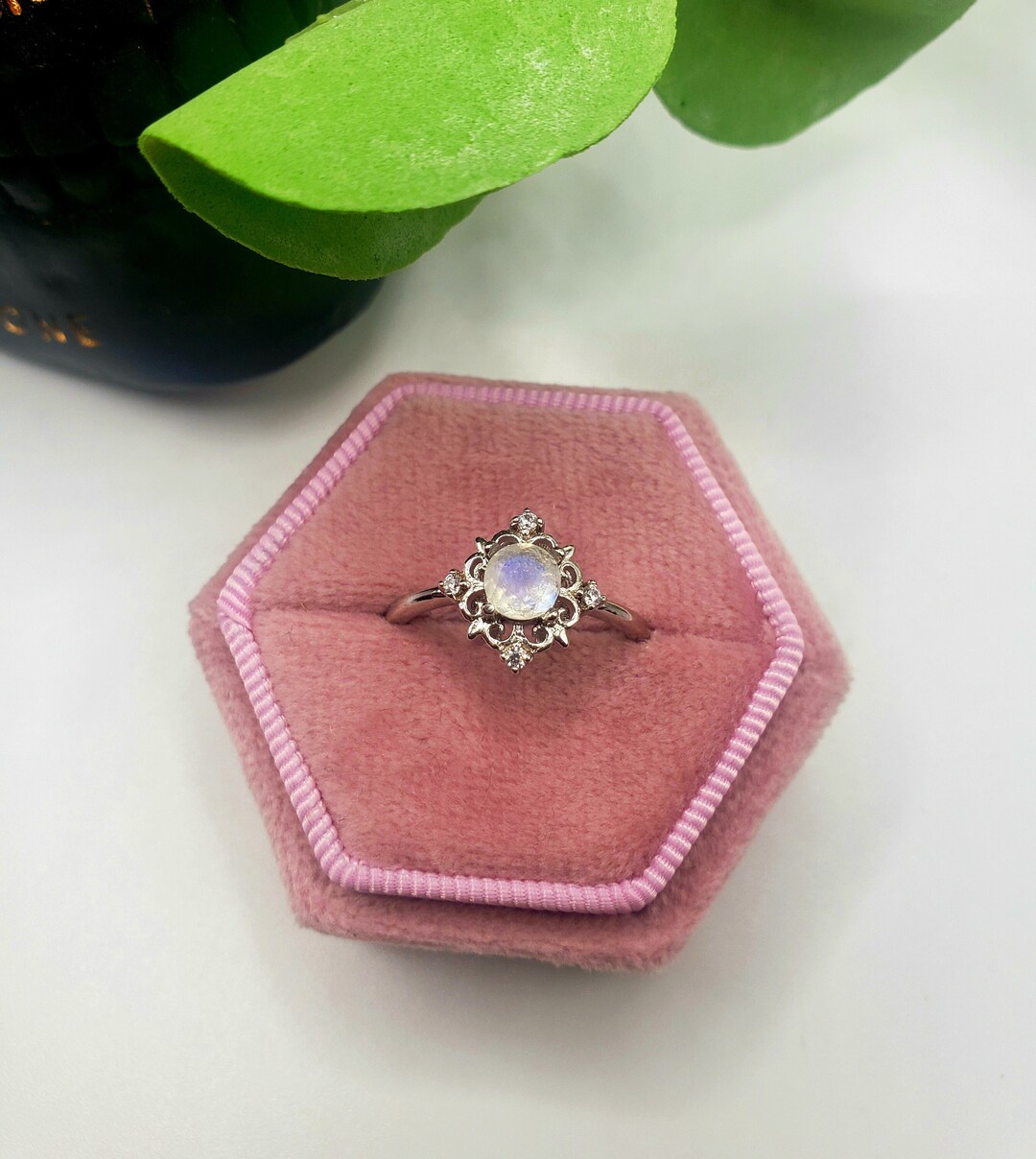 Moonstone Starlight Adjustable Ring - Etsy