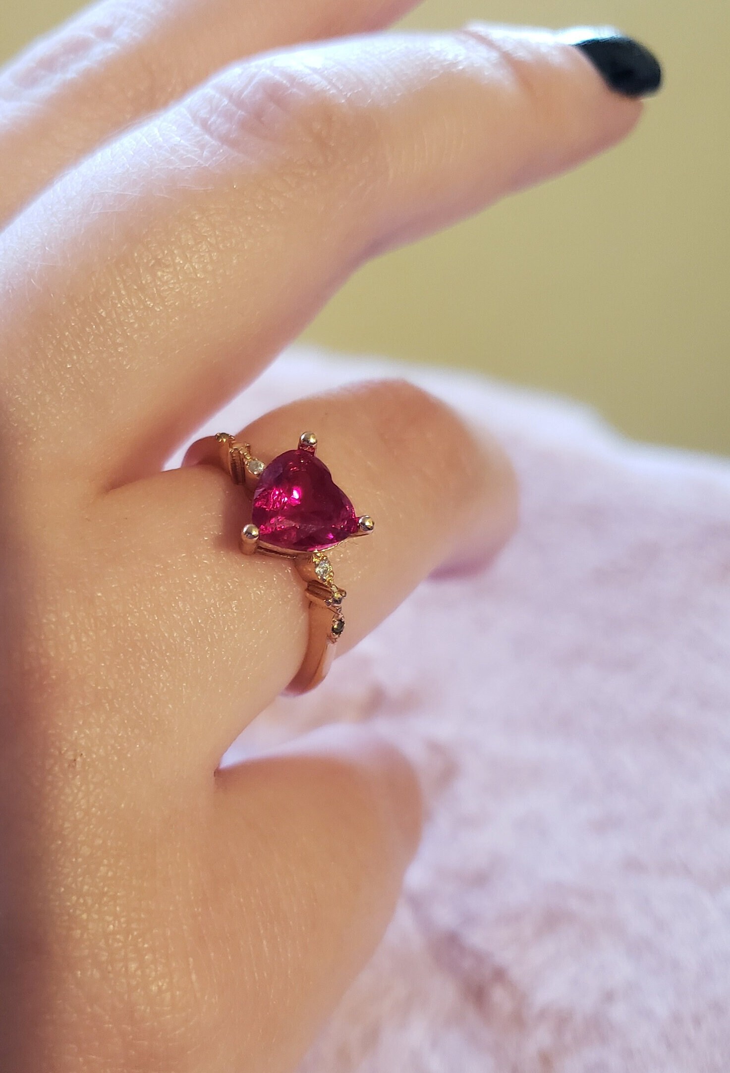 Ruby Red Heart Ring | Etsy
