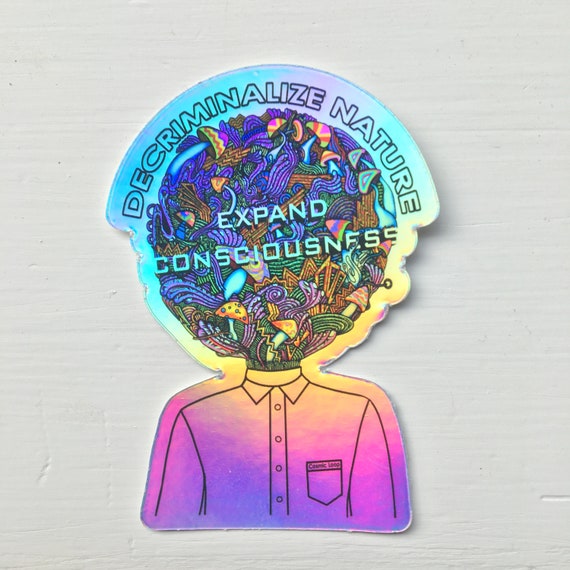 Trippy Mushroom Head Vinyl Sticker Magic Mushroom - Etsy