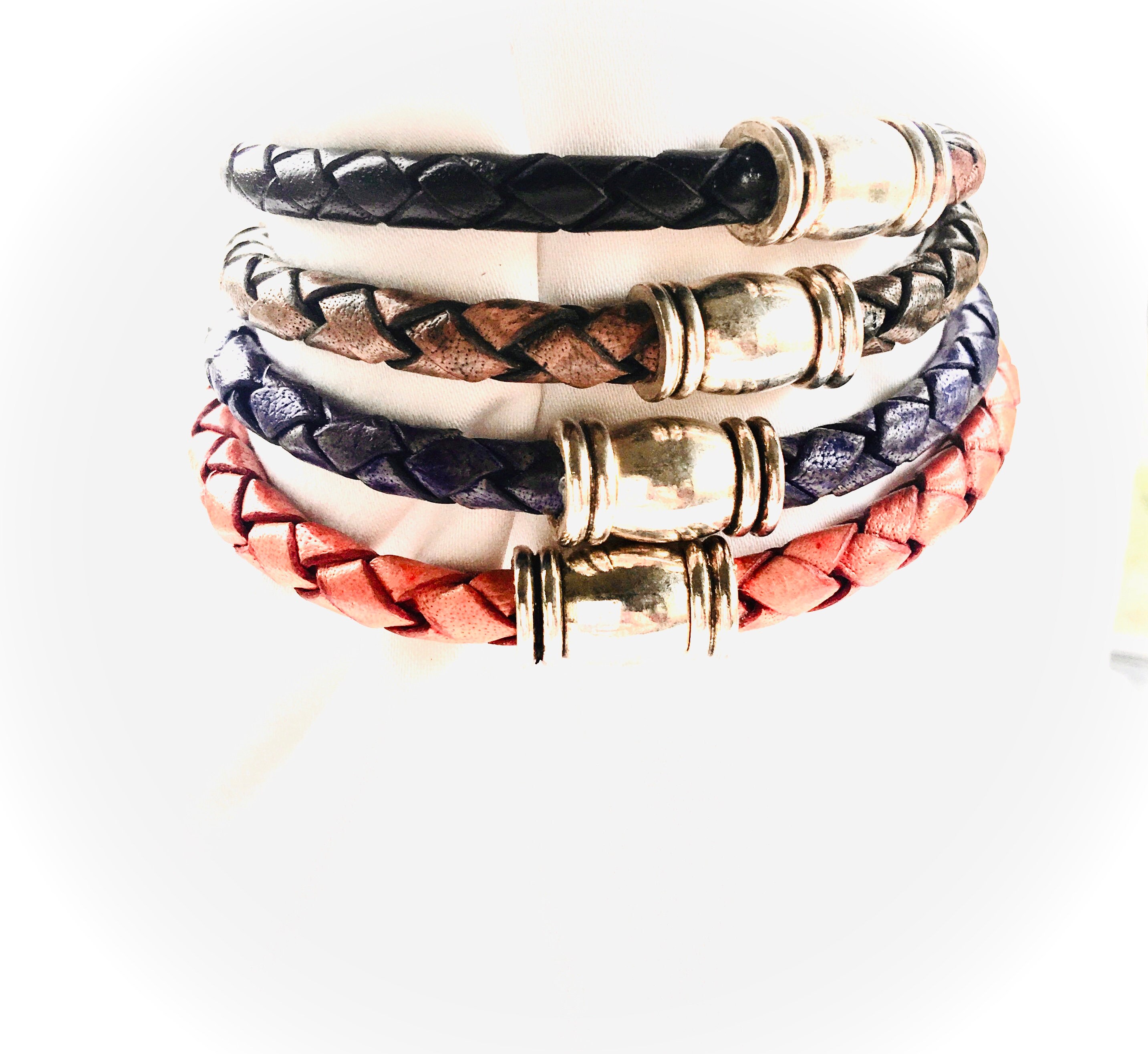 BARREL RANGE LEATHER Bracelet 5 mm Round Bolo Braided Bracelet with a ...