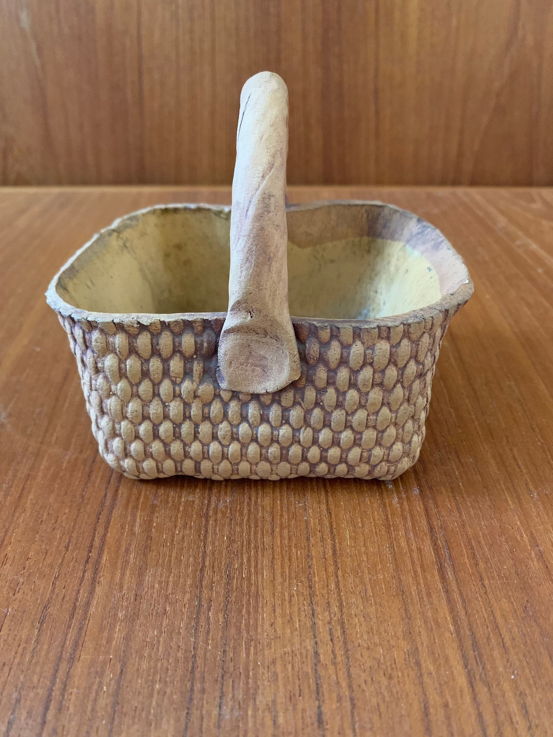 Vintage David Heger New York Terracotta Earthenware Basket Basket Weave ...