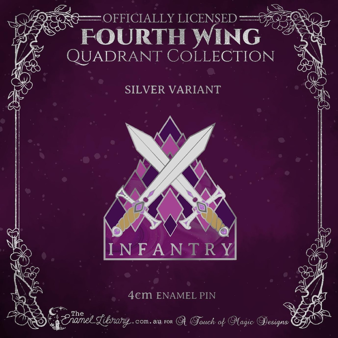 Silver Infantry Quadrant Hard Enamel Pin Fourth Wing OFFICIALLY ...