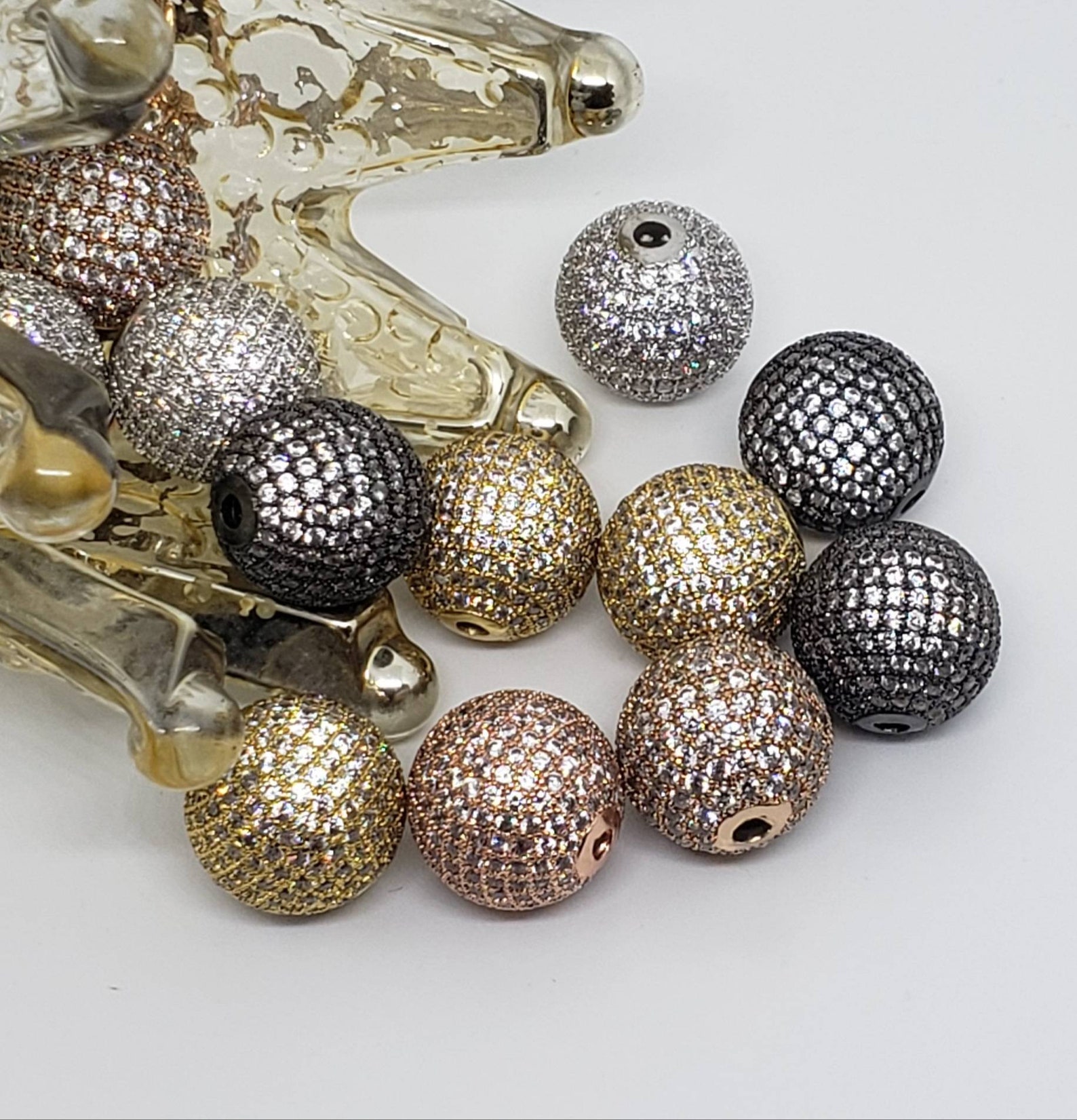 16mm CZ Beads Cubic Zirconia 16mm Micro Pave Beads - Etsy