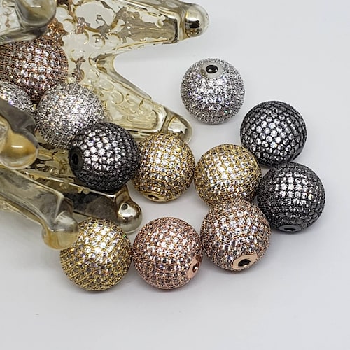 16mm CZ Beads Cubic Zirconia 16mm Micro Pave Beads - Etsy