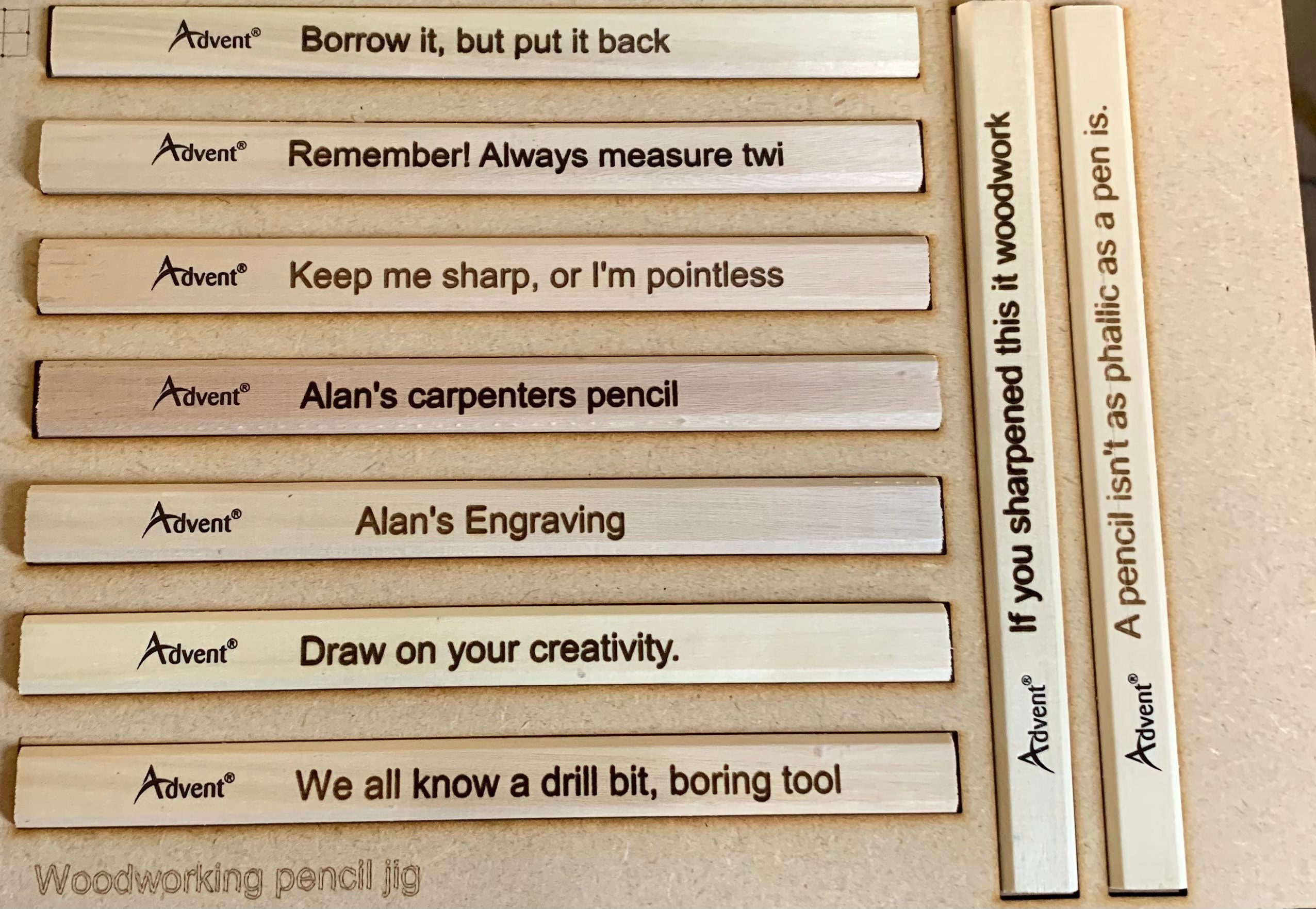 Set of 5 Hilarious Engraved Carpenter’s Pencils – Perfect Cheeky Gift ...