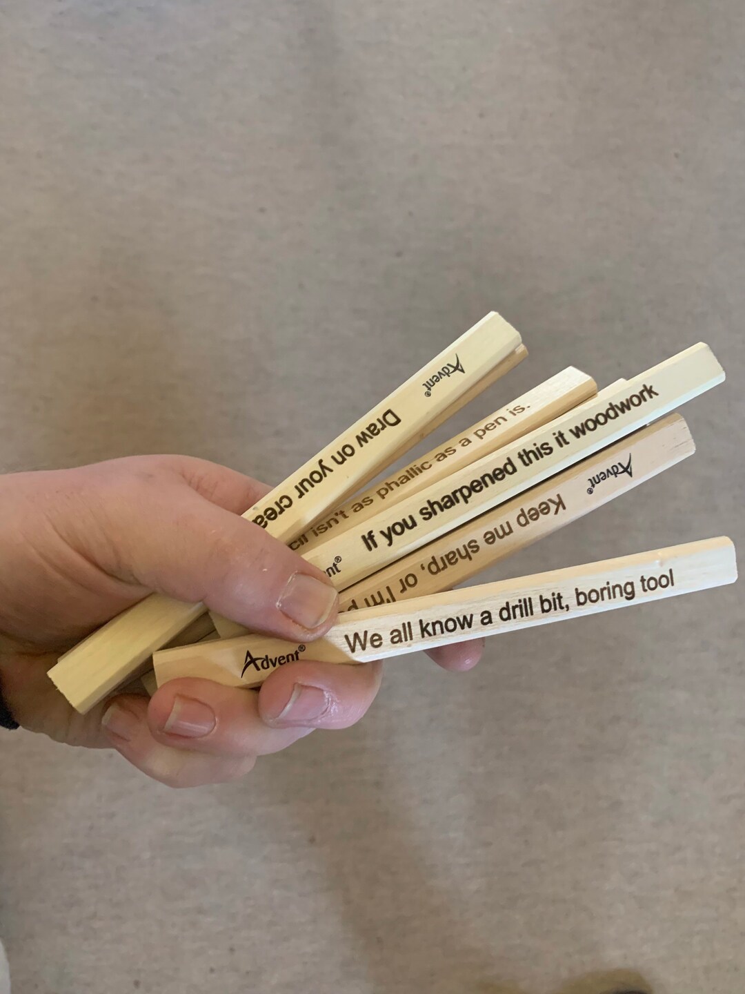 Set of 5 Hilarious Engraved Carpenter’s Pencils – Perfect Cheeky Gift ...