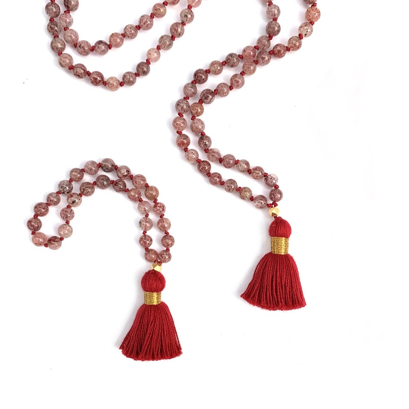 Strawberry Quartz + Red Wrist Mala - Etsy