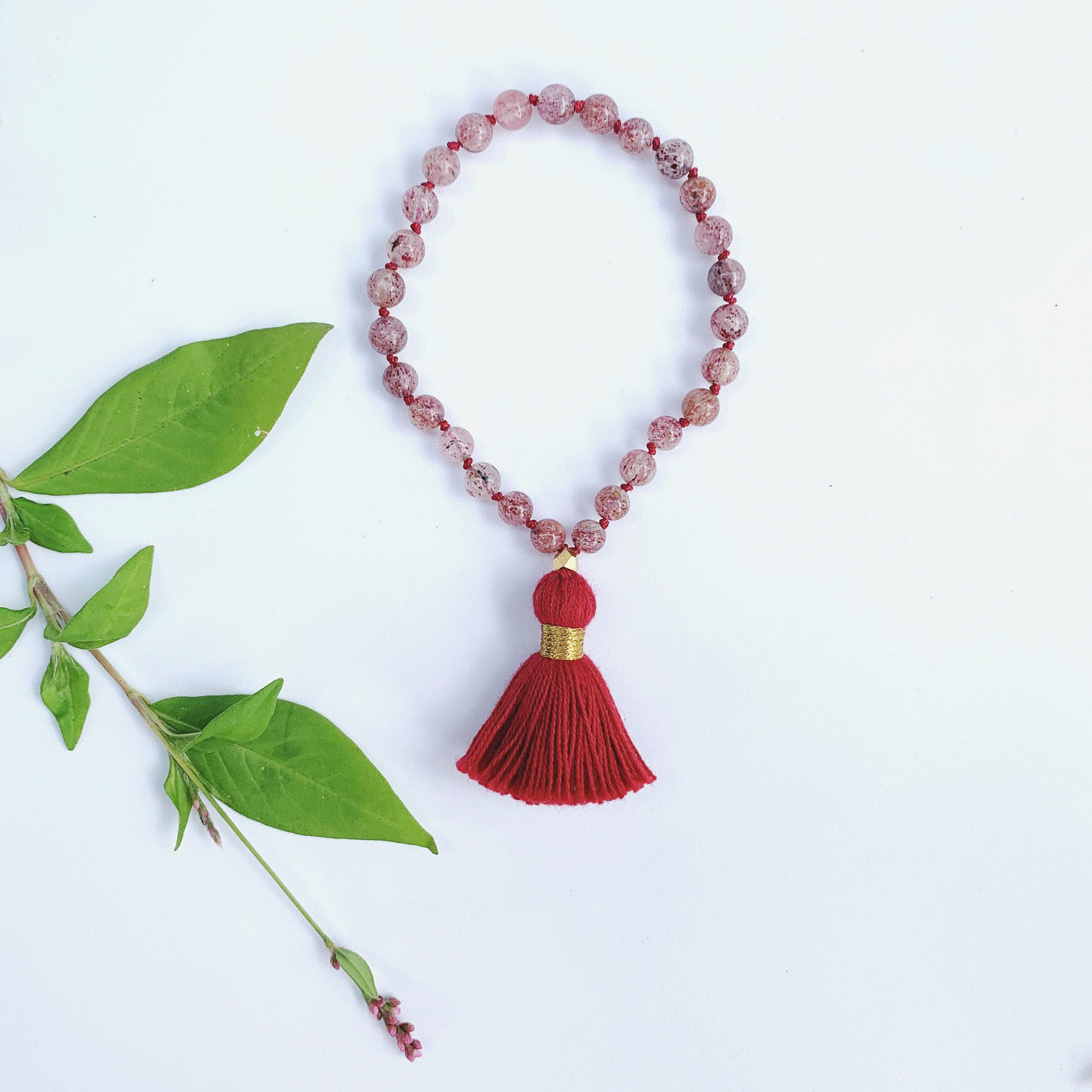 Strawberry Quartz + Red Wrist Mala - Etsy