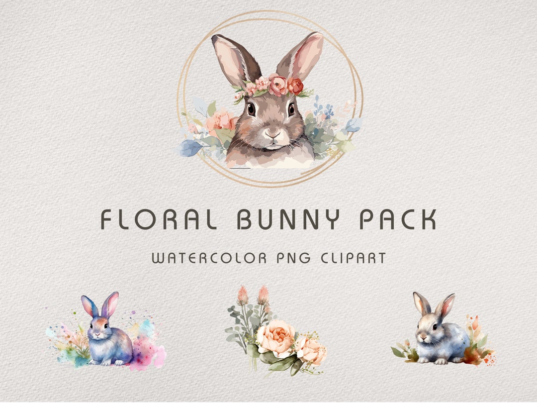 12 Watercolor Bunnies Clipart Set PNG Animal Clipart - Etsy