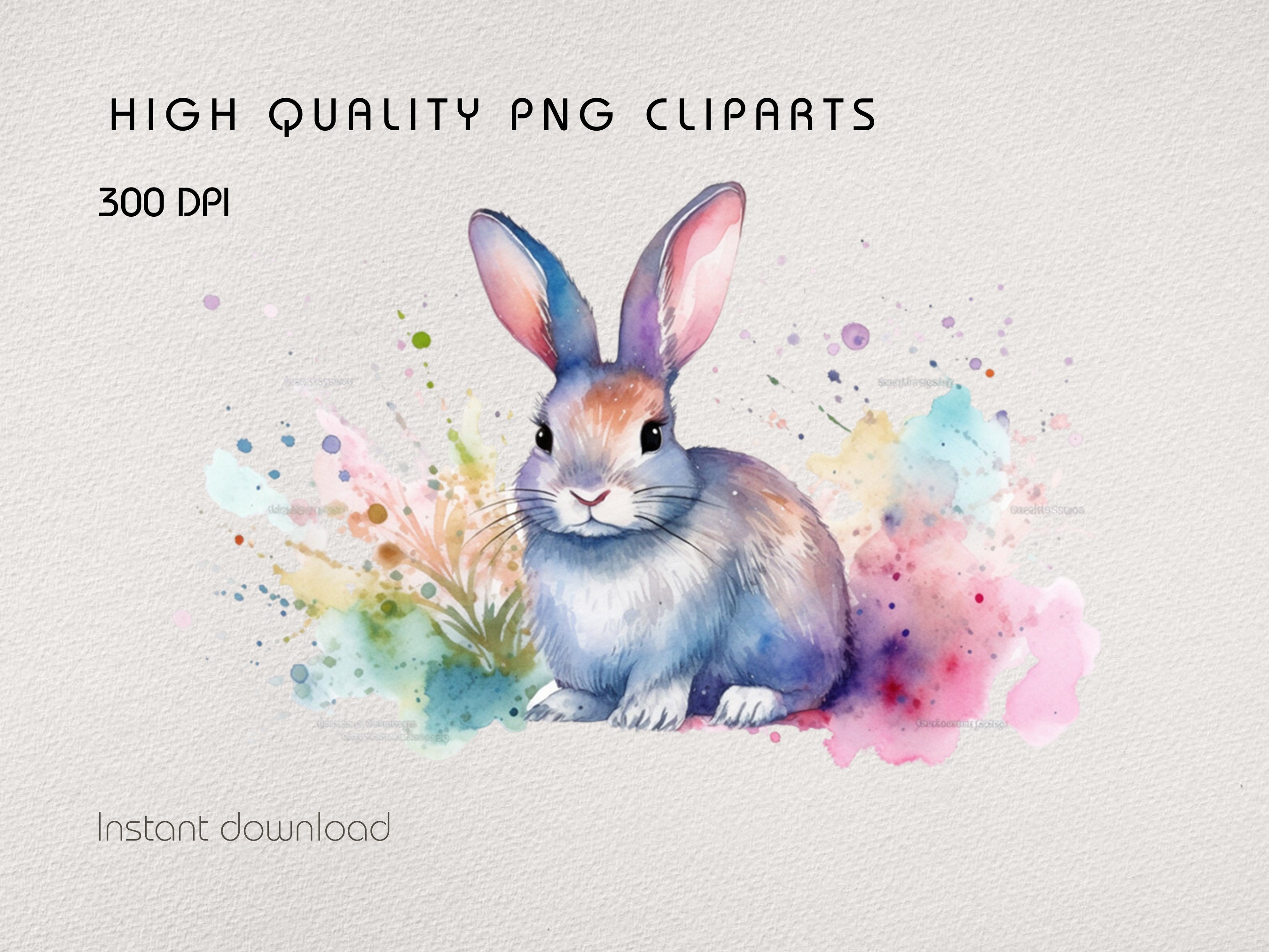 12 Watercolor Bunnies Clipart Set PNG Animal Clipart - Etsy