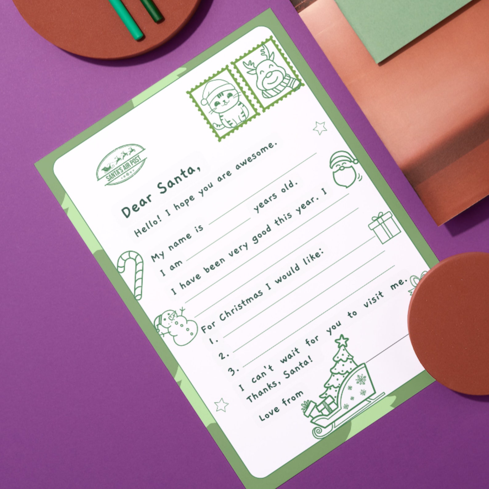 Dear Santa Coloring Page Fun Christmas Activity for Kids - Etsy