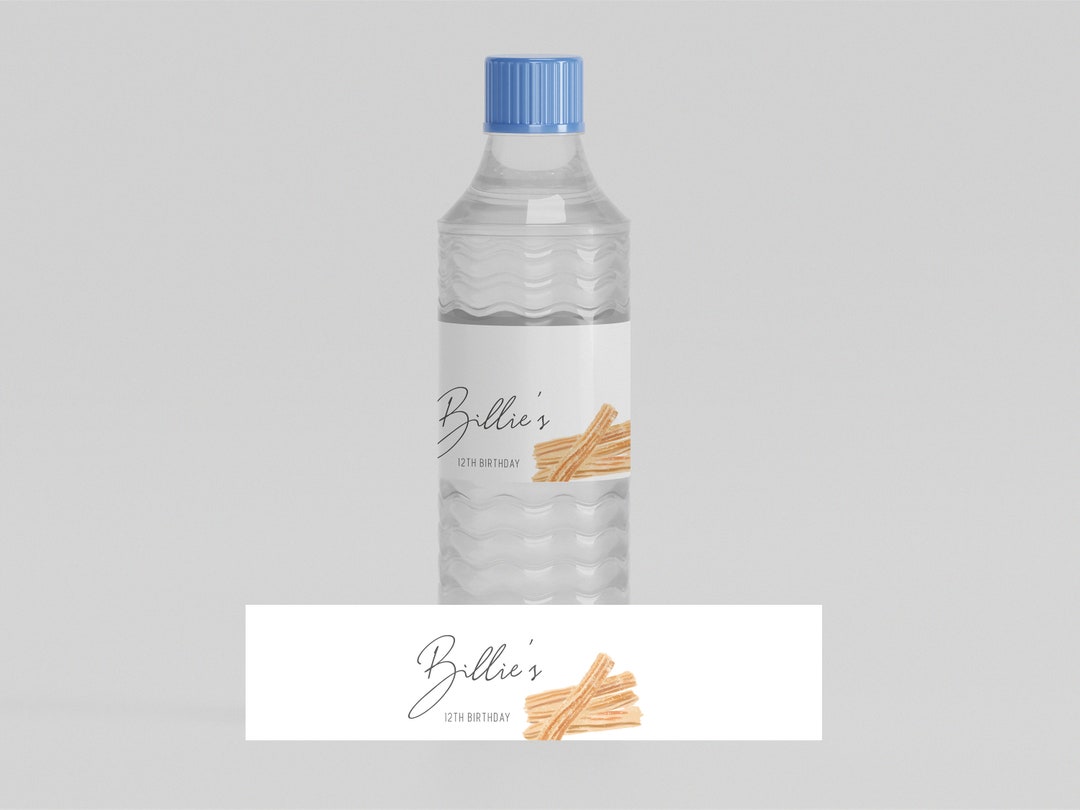 Churro Water Bottle Label Template, Birthday Party Water Bottle Labels ...