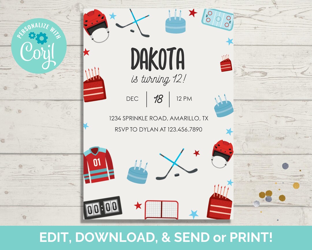 Hockey Birthday Invitation Template (digital Download) - Etsy