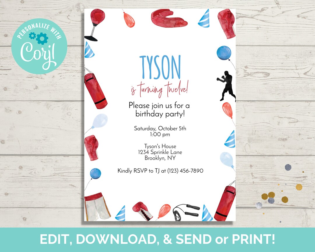 Boxing Birthday Invitation Template, Editable Boxing Birthday Party ...
