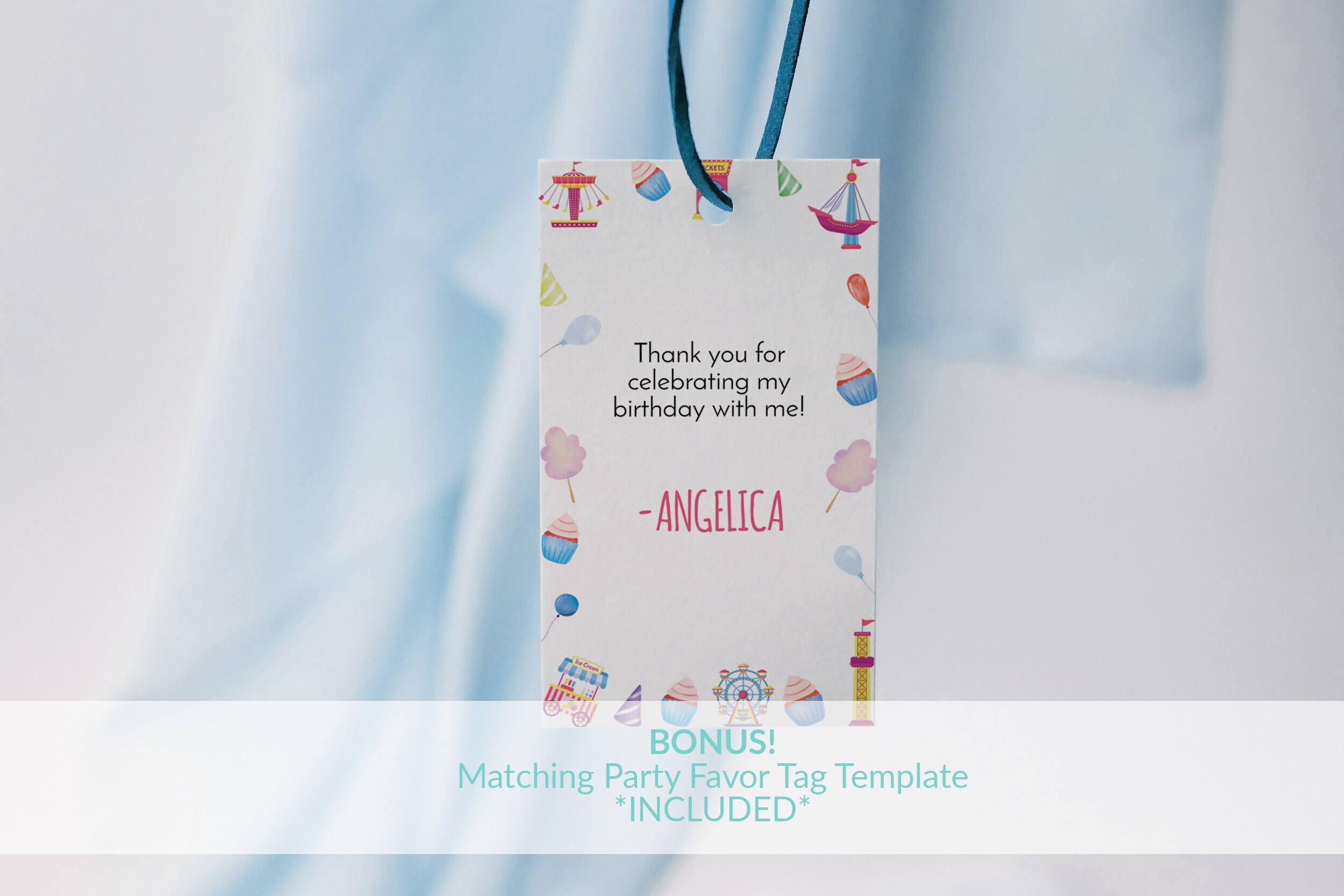 Amusement Park Birthday Invitation Template, Editable Theme Park Party ...