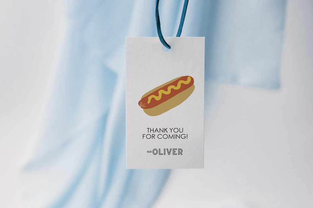 Hot Dog Party Favor Tag Template, Hot Dog Birthday Party Favor Tags ...