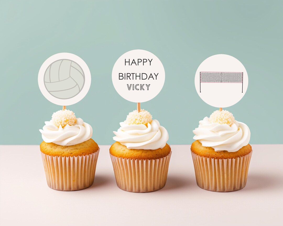 Volleyball Cupcake Topper Template, Cupcake Toppers, Birthday Party ...