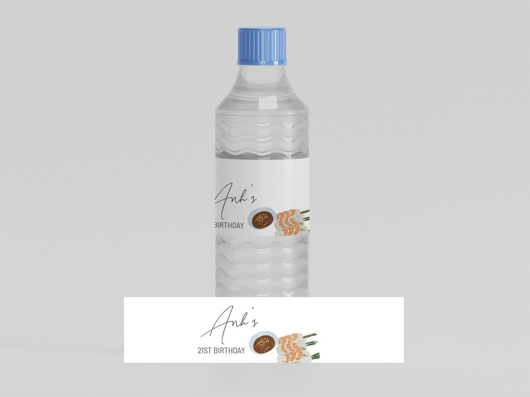 Spring Roll Water Bottle Label Template, Birthday Party Water Bottle ...