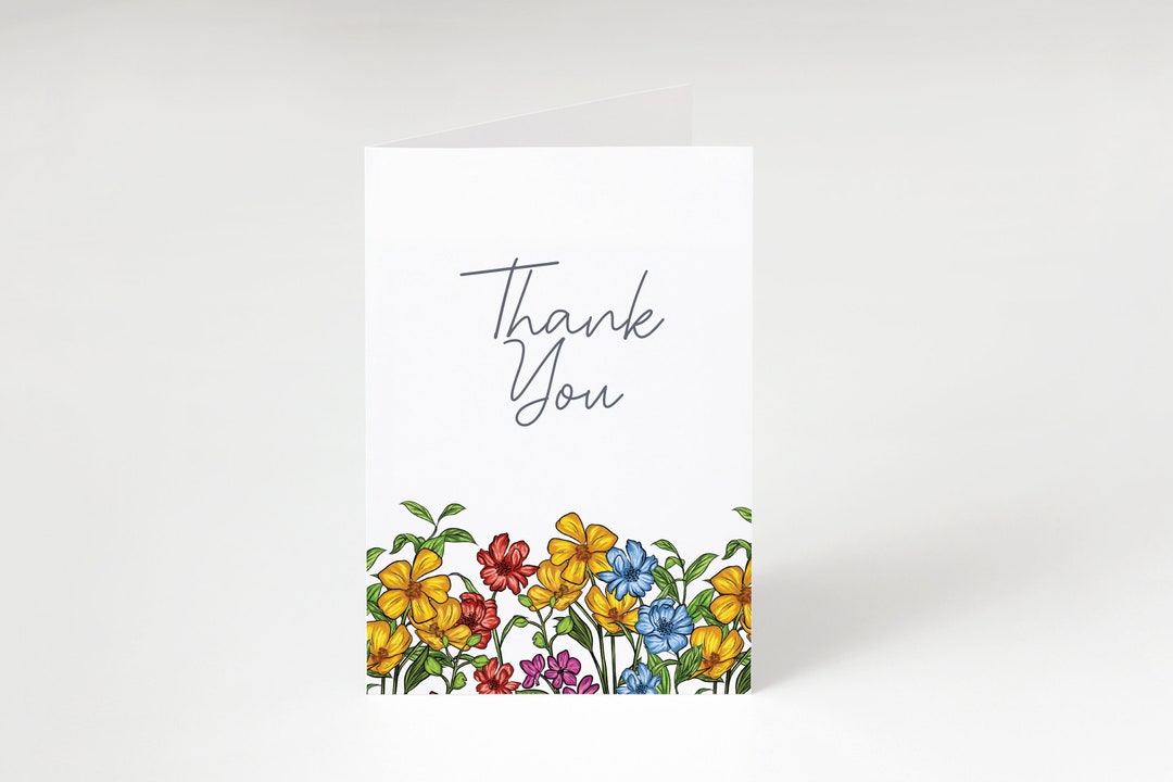 Floral Thank You Card Template, Flower Party (instant Download) - Etsy