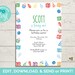 ABC Blocks Theme Invitation Template, Editable Birthday Party Invite ...