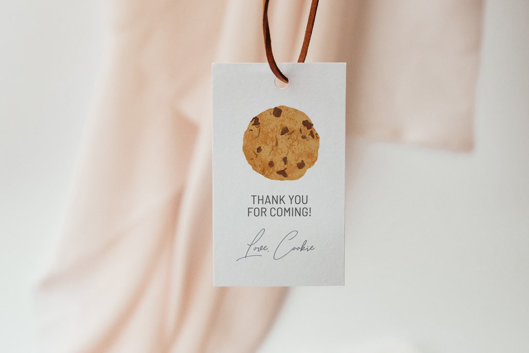 Chocolate Chip Cookie Favor Tag Template, Editable Birthday Party Tag ...