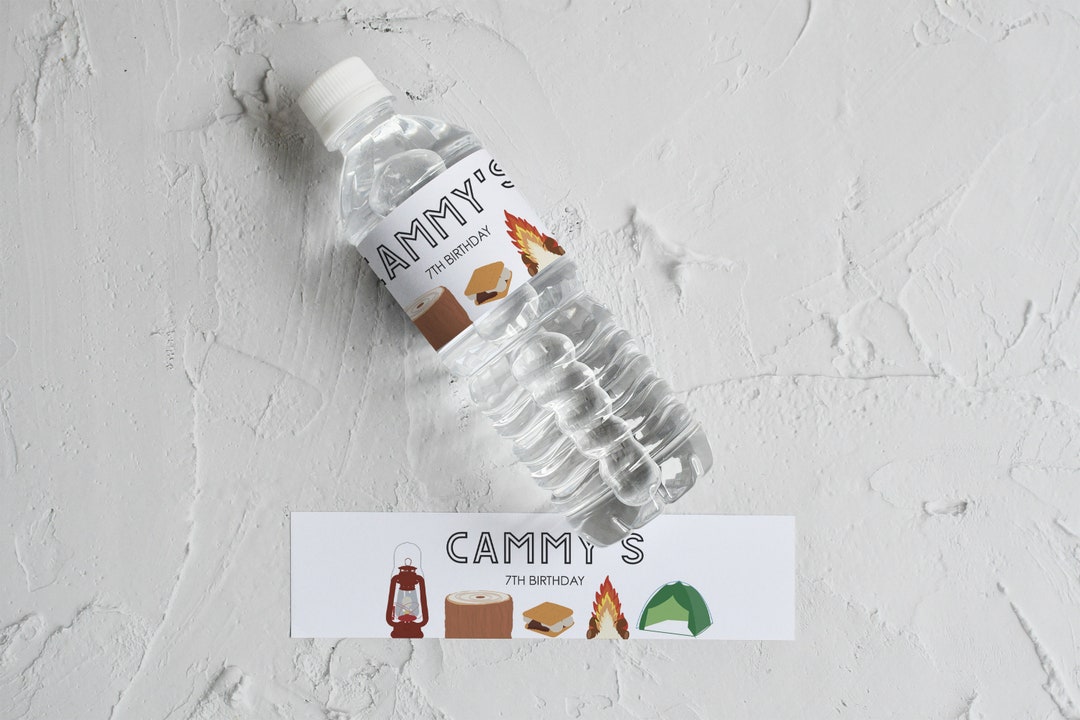Camping Water Bottle Label Template, Camping Birthday Party Water ...