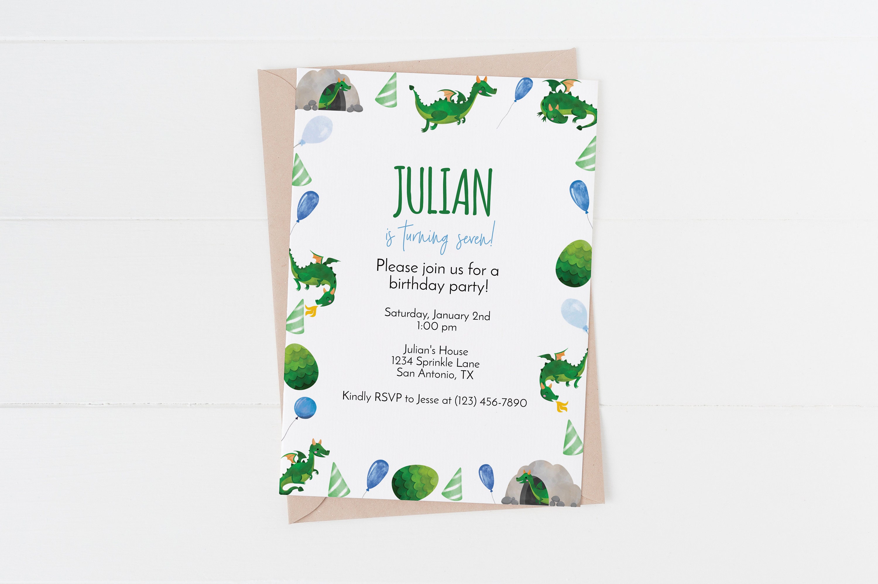 Dragon Birthday Invitation Template, Editable Dragon Birthday Party ...
