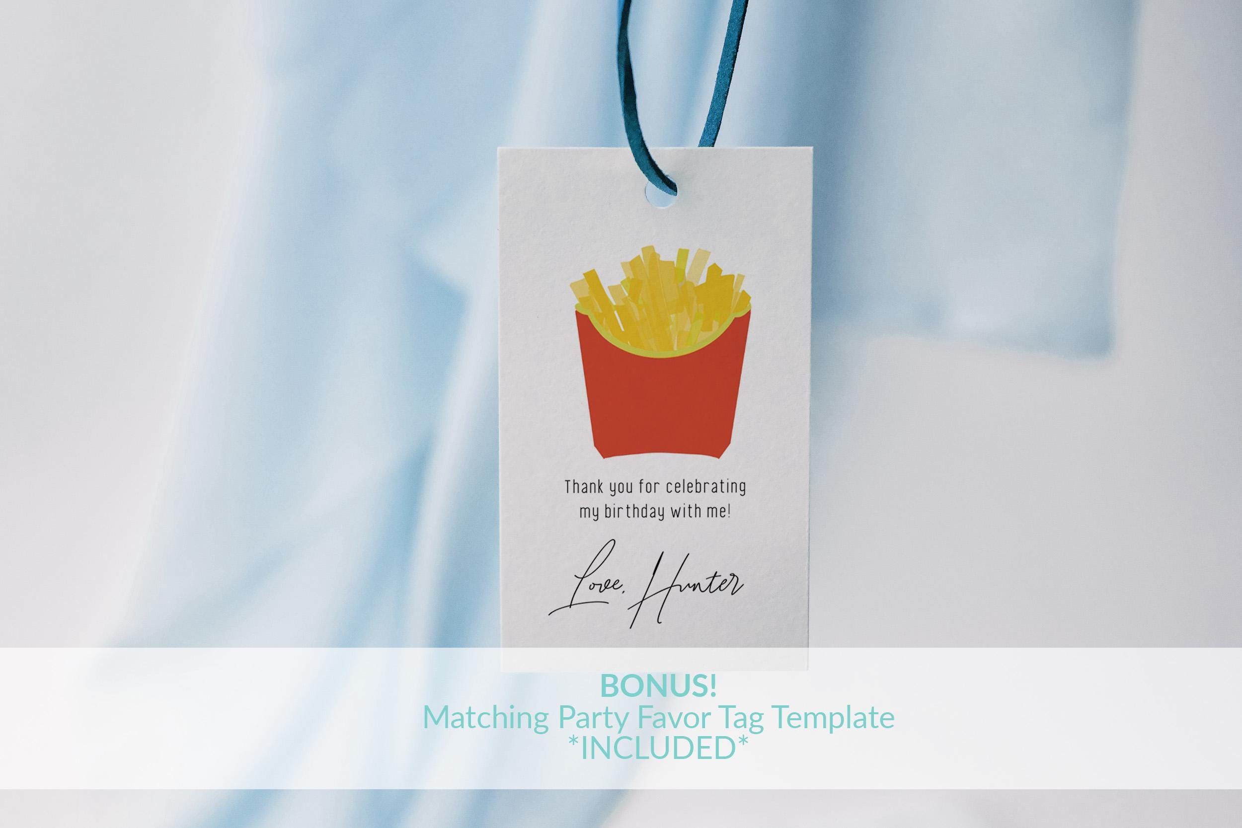 French Fries Birthday Invitation Template, Editable Birthday Invite ...