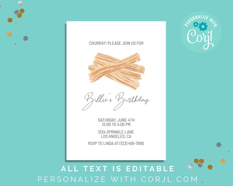 Churro Birthday Invitation Template, Churro Invite, Instant Download ...