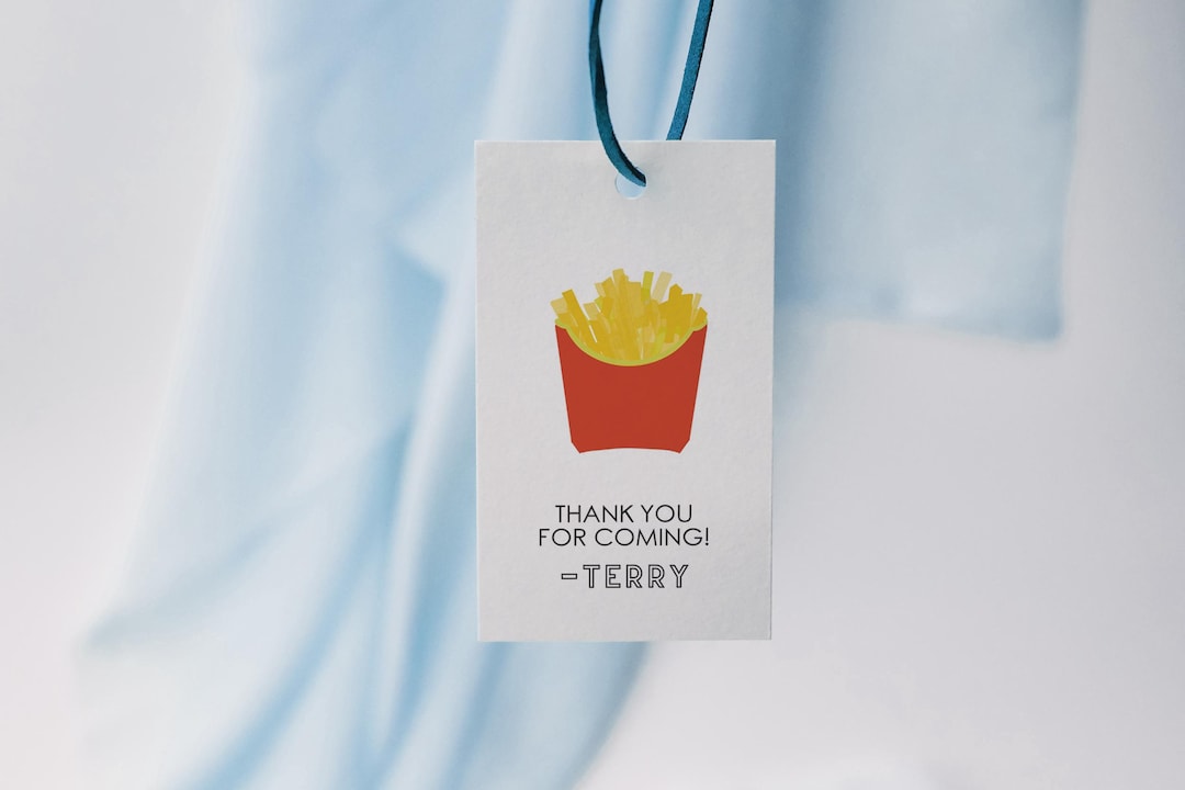 Fries Birthday Favor Tag Template, Editable Party Tags (instant ...