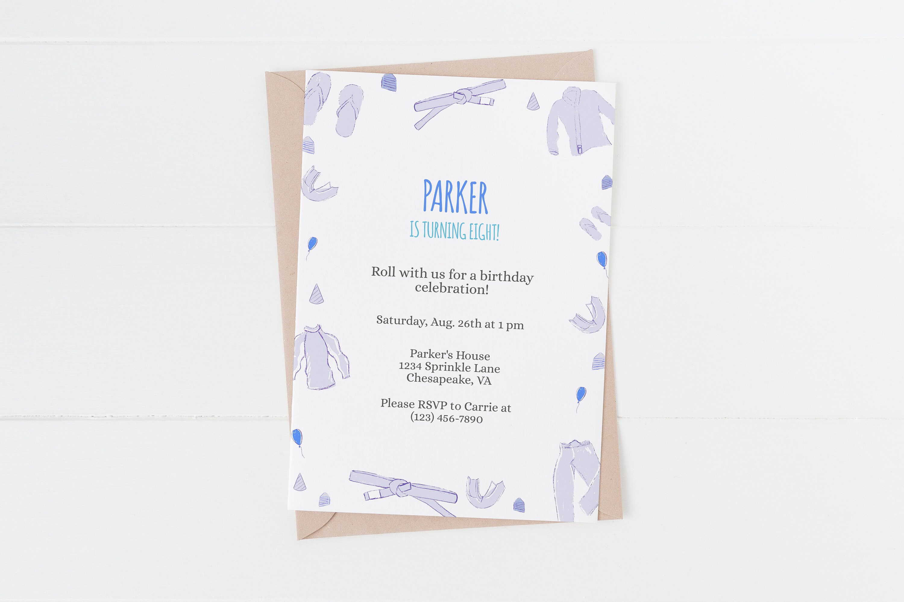 BJJ Birthday Invitation Template, Printable Invite (digital Download ...