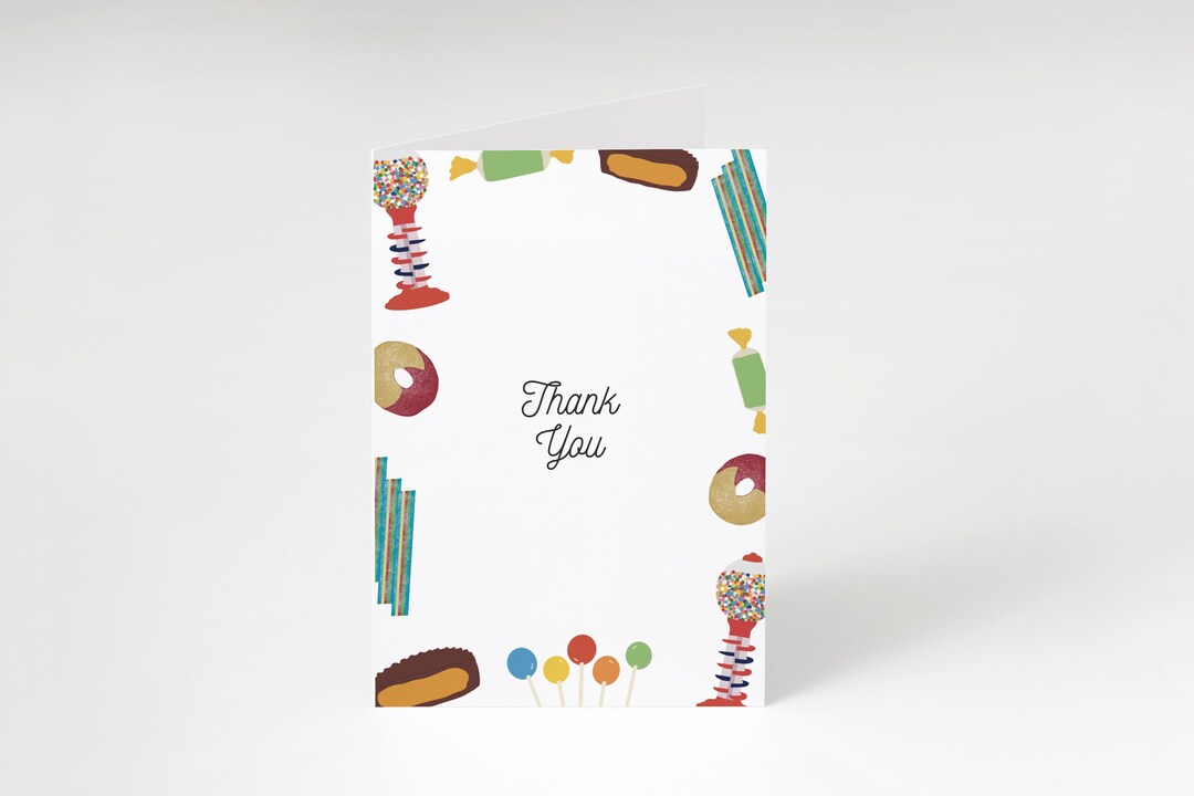 Candy Card Template, Candy Thank You Card Template, Candy Birthday ...