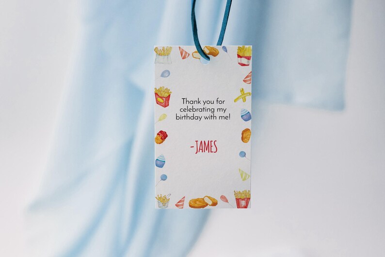 Editable Chicken Fingers and Fries Birthday Favor Tag (digital Download ...