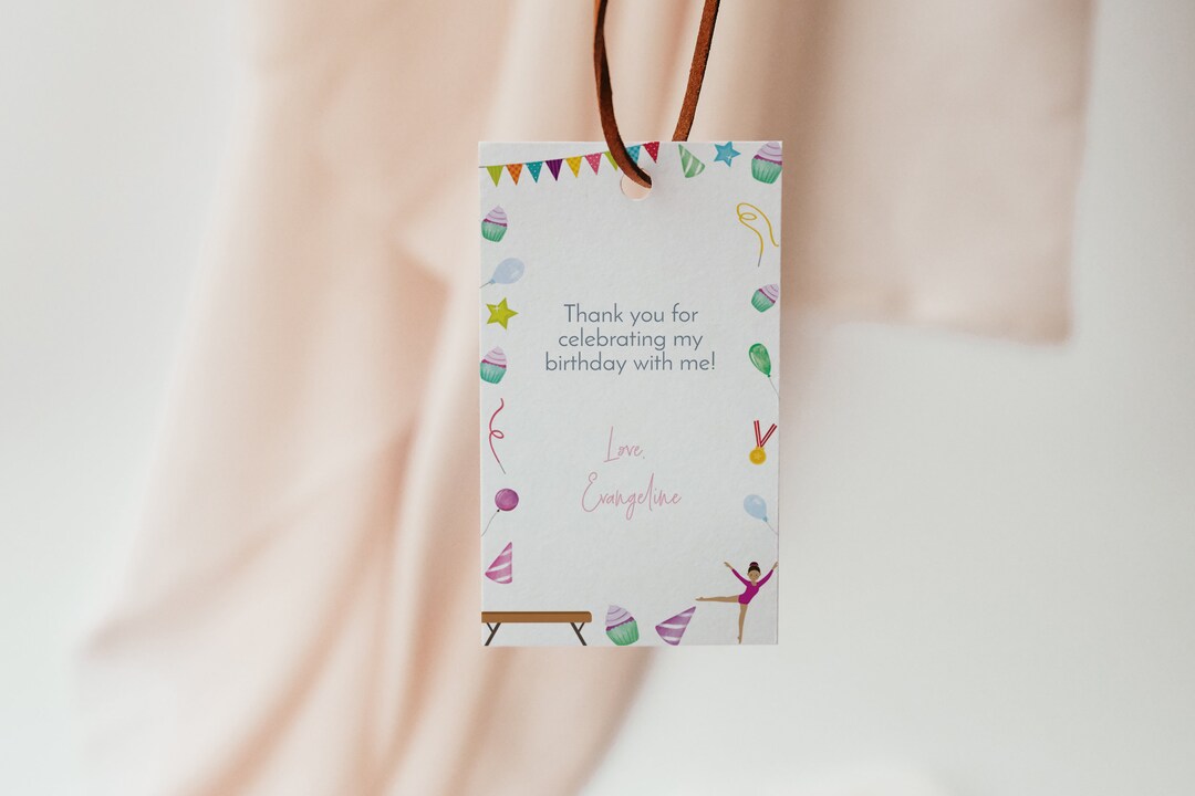 Gymnastics Party Favor Tag Template, Gymnastics Birthday Favor Tags ...