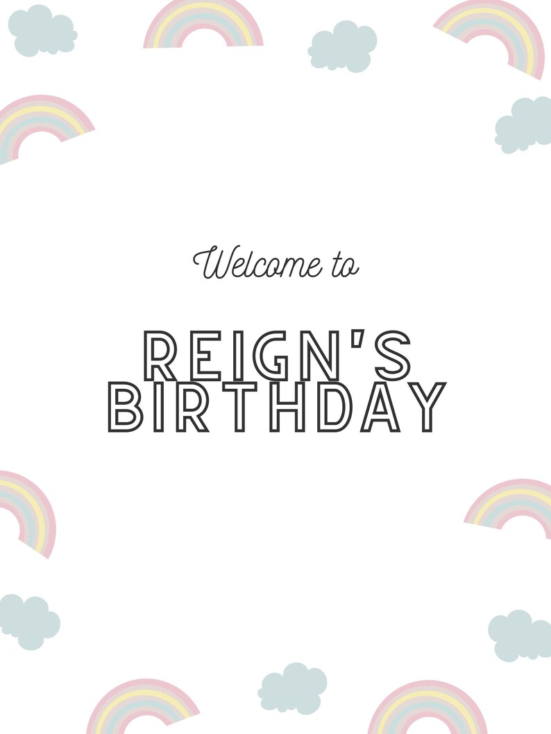 Rainbow Welcome Sign Template, Rainbow Poster, Party Decorations ...