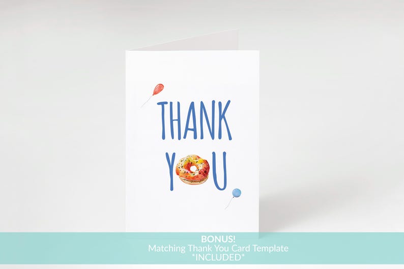 Bagel Birthday Invitation Template, Editable Breakfast Birthday Party ...