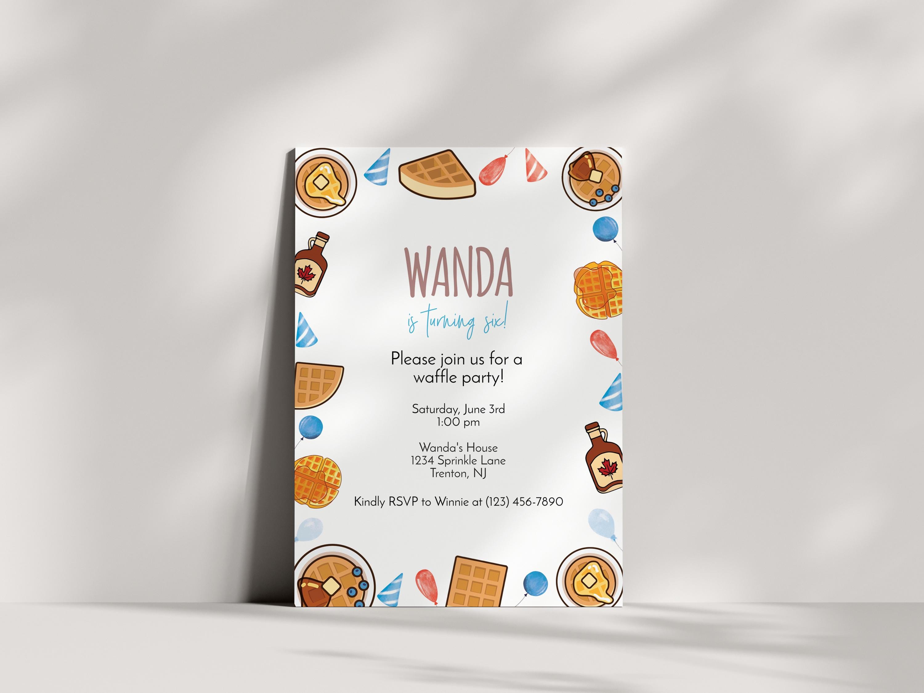 Waffle Birthday Invitation Template, Editable Breakfast Party Invite ...