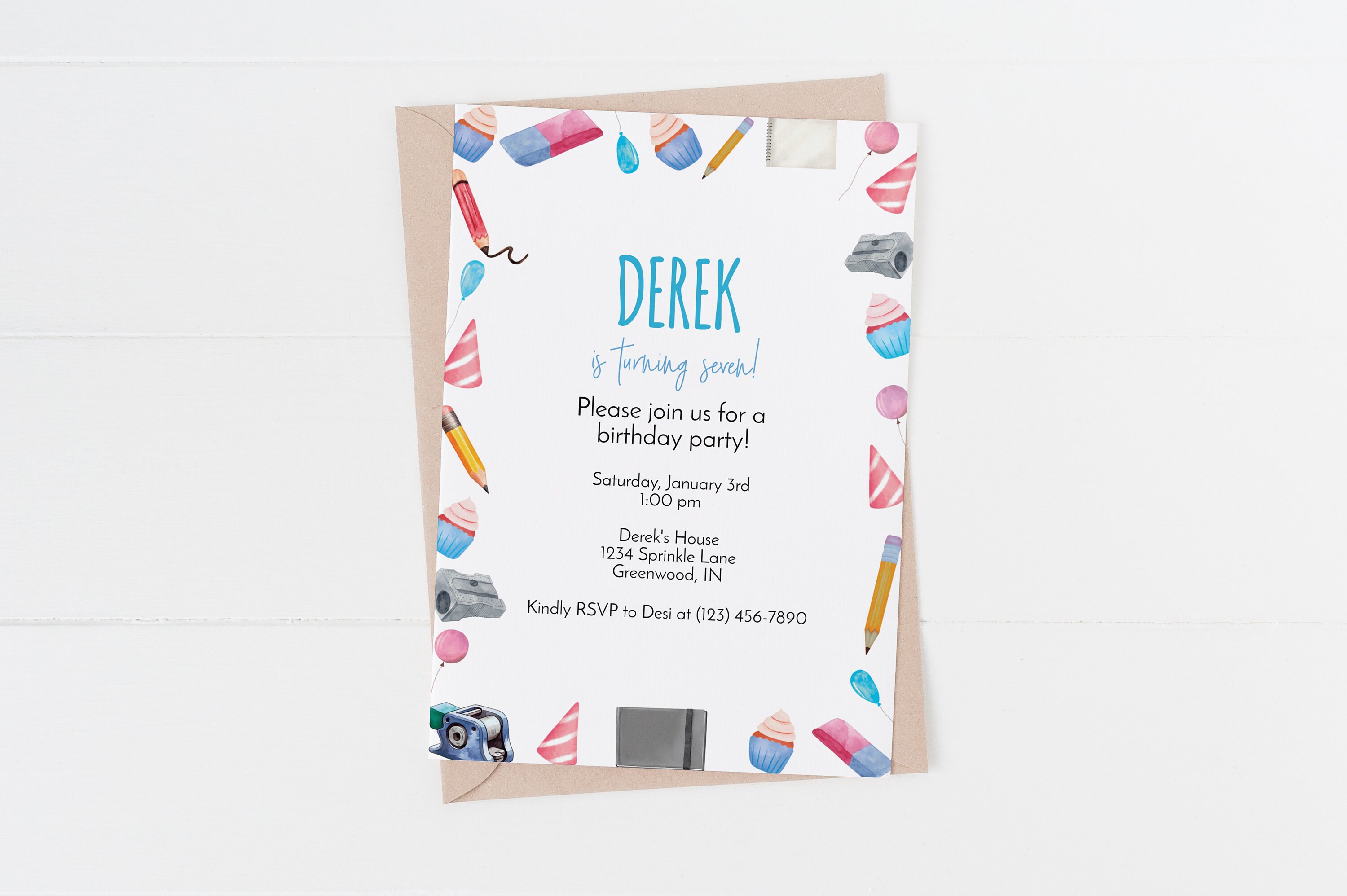 Drawing Theme Birthday Invitation Template, Editable Artist Theme ...