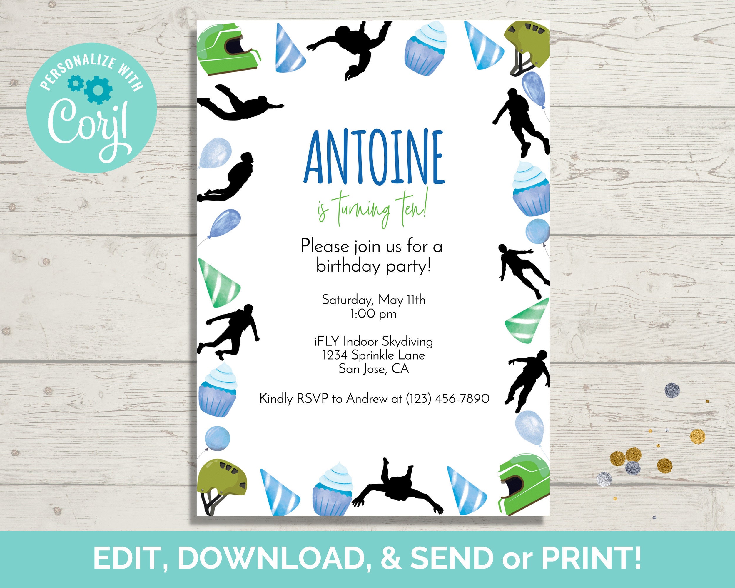 Indoor Skydiving Invitation Template, Indoor Skydiving Birthday Party ...