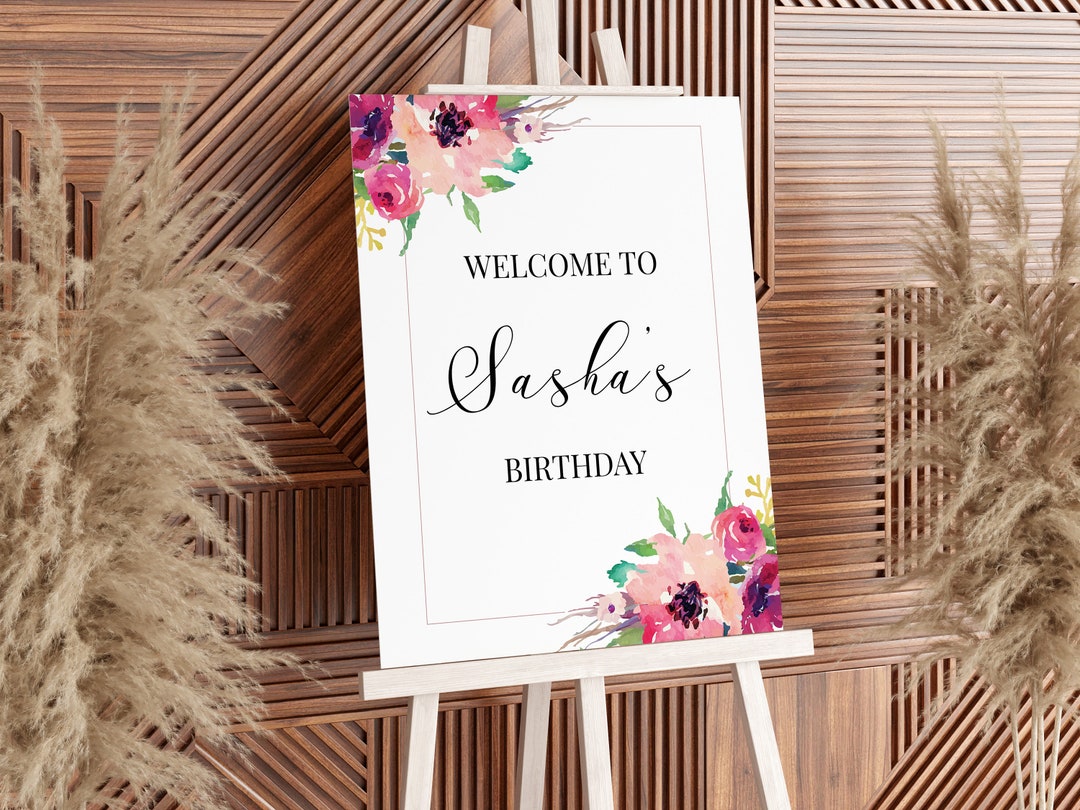 Floral Welcome Sign Template, Floral Poster, Floral Party, Party ...