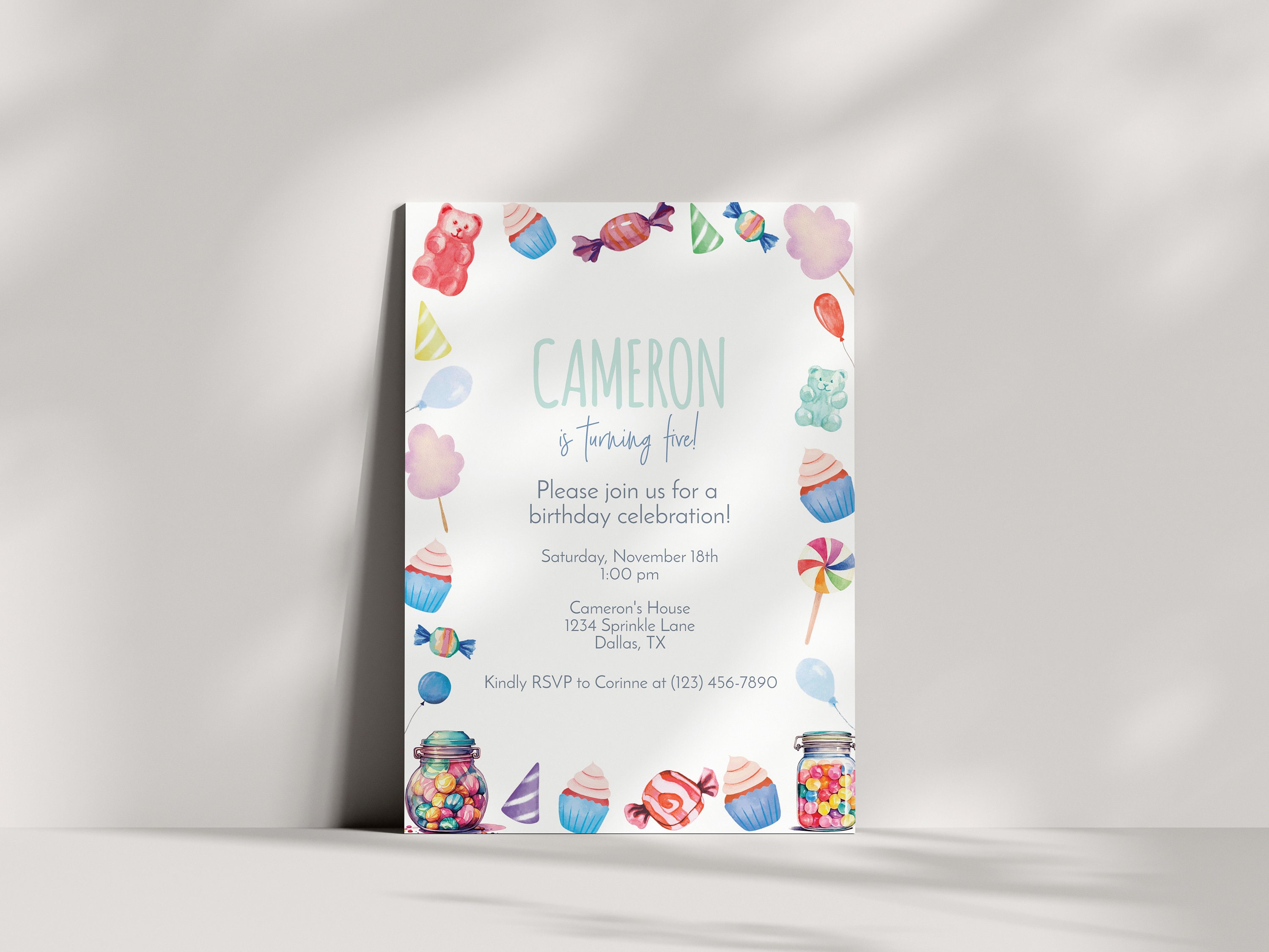 Candy Party Invitation Template, Candy Birthday Invite, Candy Invite ...