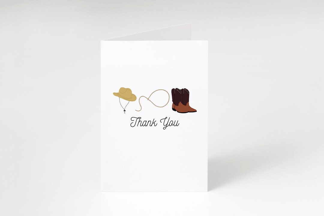 Cowboy Thank You Card Template, Cowboy Birthday Party Thank You Card ...