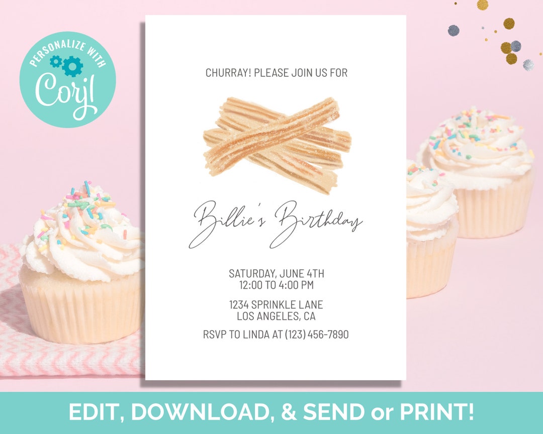 Churro Birthday Invitation Template, Churro Invite, Instant Download ...
