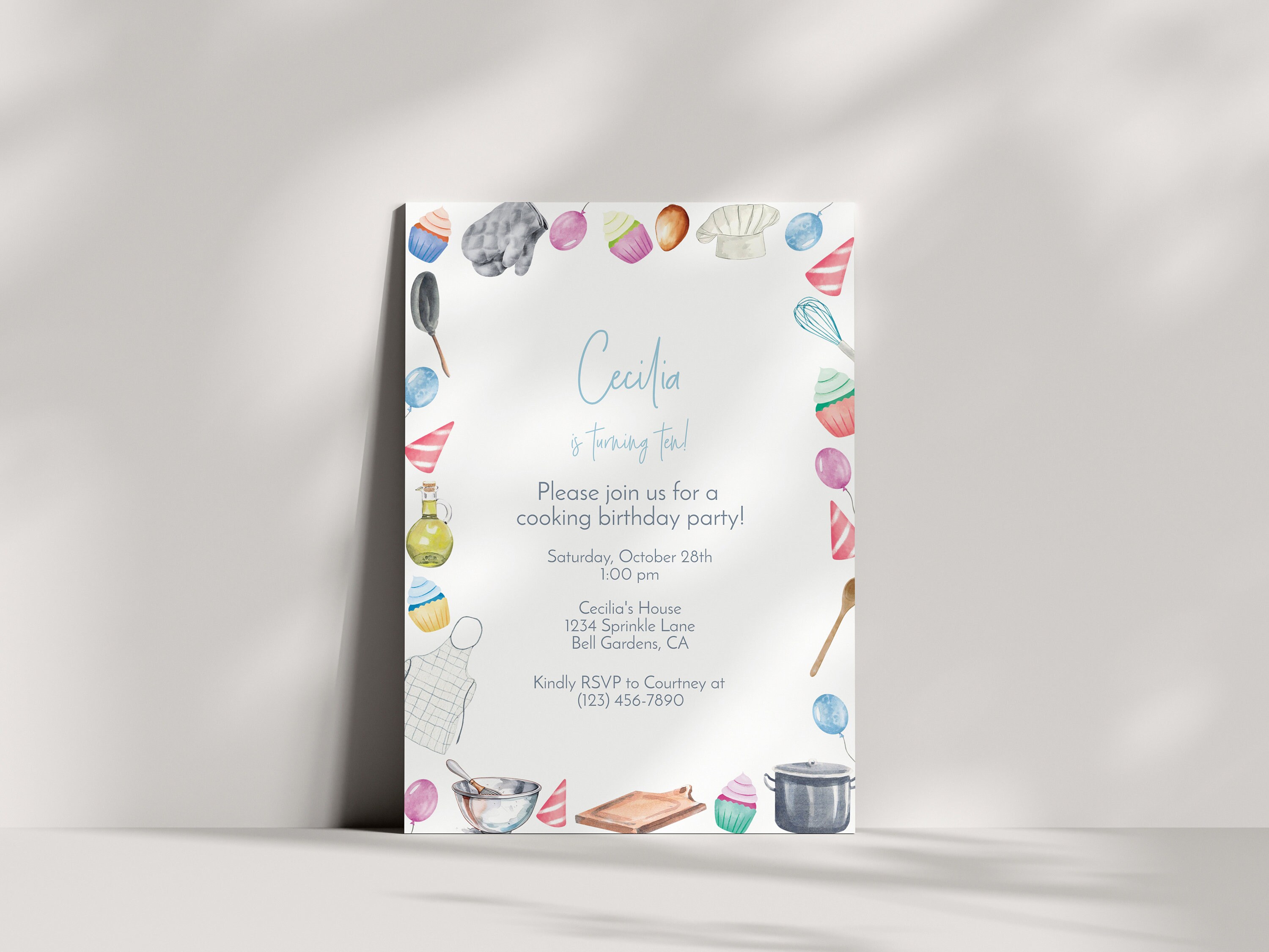 Cooking Party Invitation Template, Cooking Party Birthday Invite ...