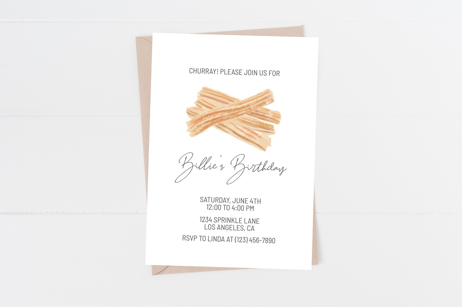 Churro Birthday Invitation Template, Churro Invite, Instant Download ...