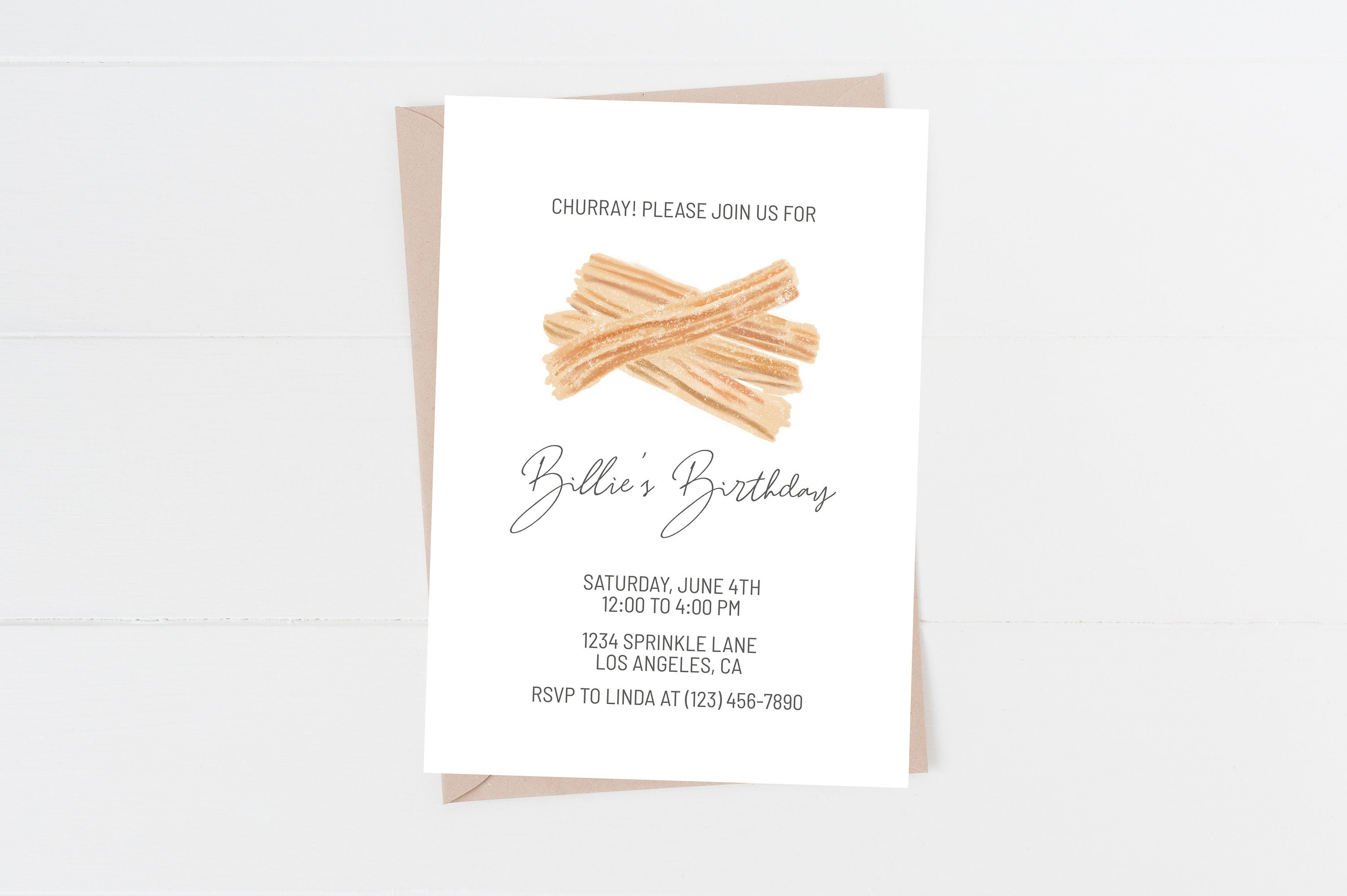 Churro Birthday Invitation Template, Churro Invite, Instant Download ...