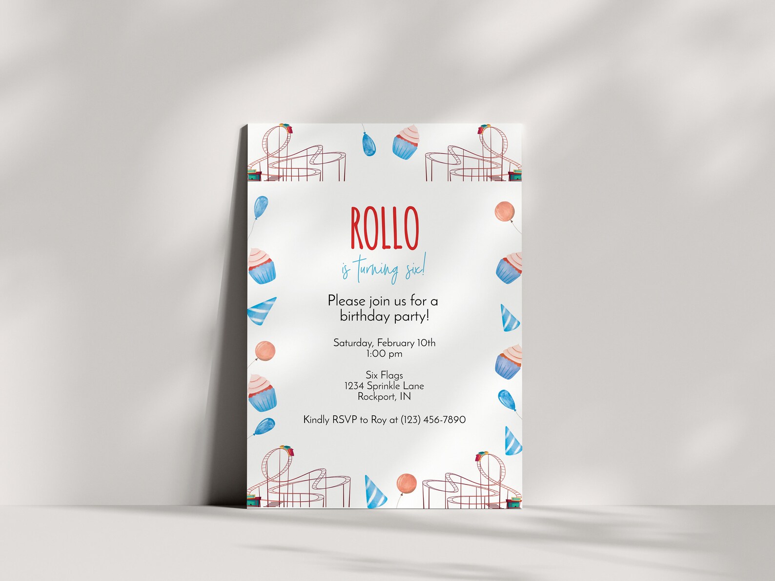 Roller Coaster Birthday Invitation Template, Editable Theme Park ...