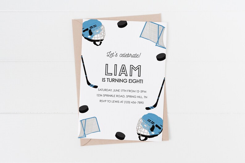 Hockey Birthday Invitation Template, Editable Hockey Birthday Party ...