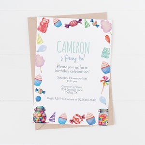 Candy Party Invitation Template, Candy Birthday Invite, Candy Invite ...